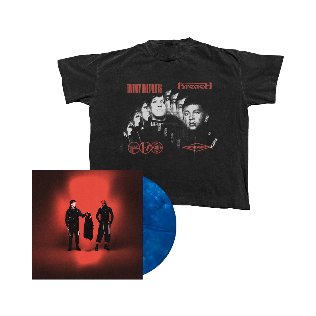 Breach Blue Vinyl + Faces T-Shirt Bundle | Twenty One Pilots Official Store